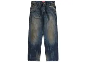 Supreme Distressed Loose Fit Selvedge Jean - Washed Blue